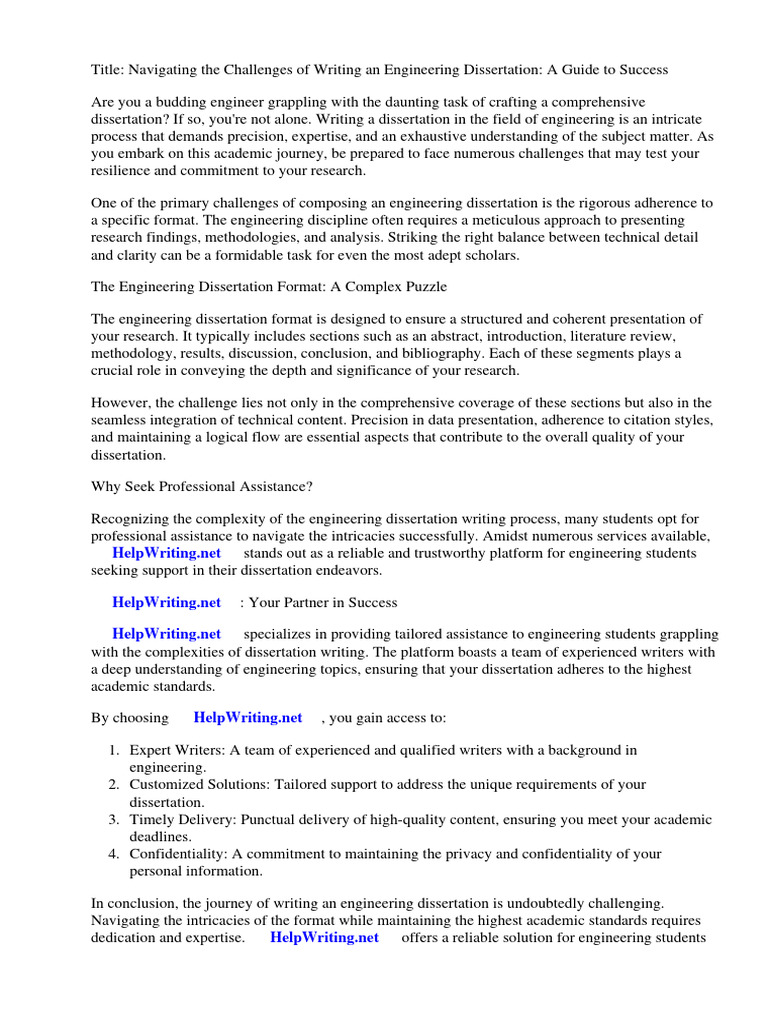 Engineering Dissertation Format | Download Free PDF | Thesis | Engineering