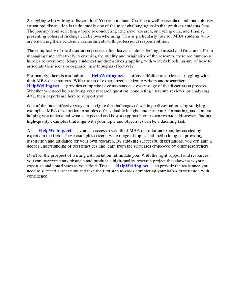 Mba Dissertation Examples | PDF | Methodology | Marketing