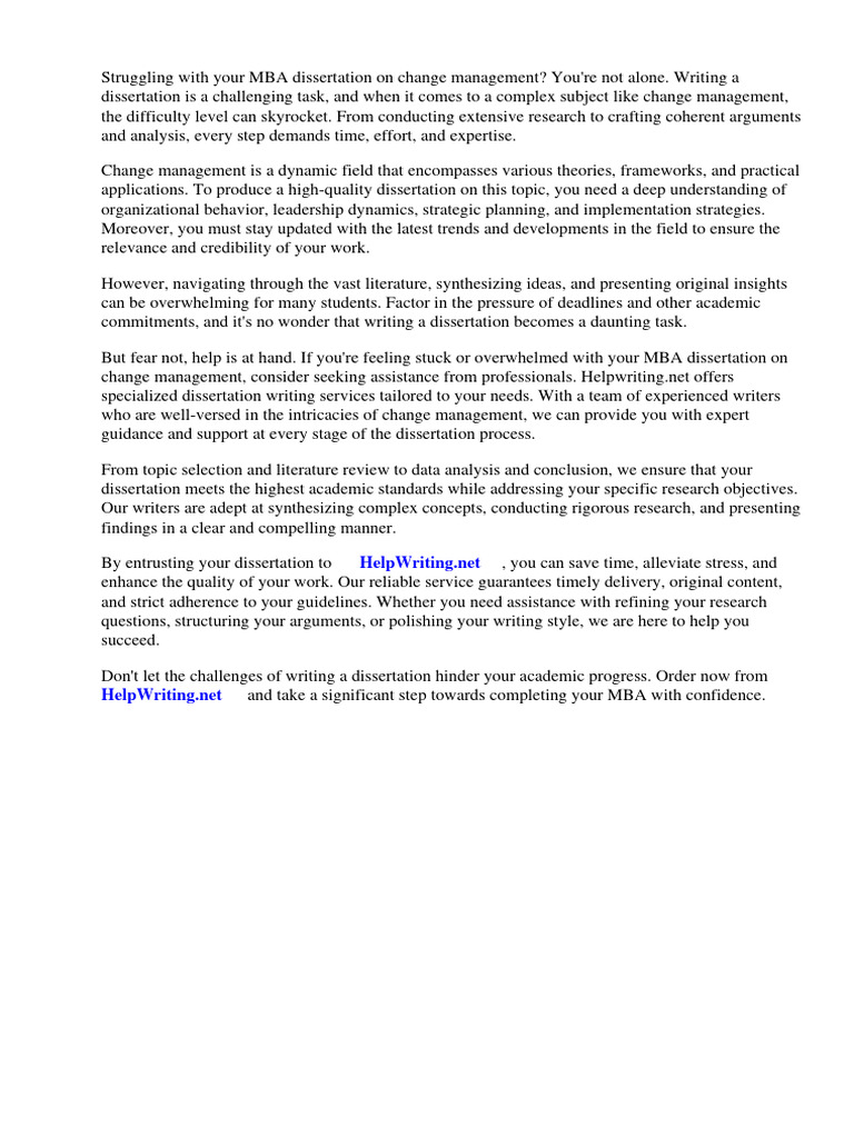 Mba Dissertation Topics in Change Management | PDF | Change Management | Methodology