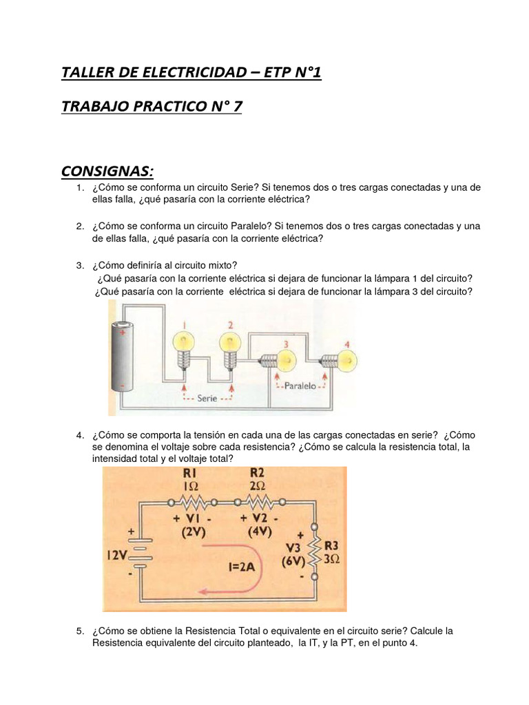 TP N°7 Taller Electricidad | PDF | Resistencia Eléctrica y Conductancia | Red eléctrica