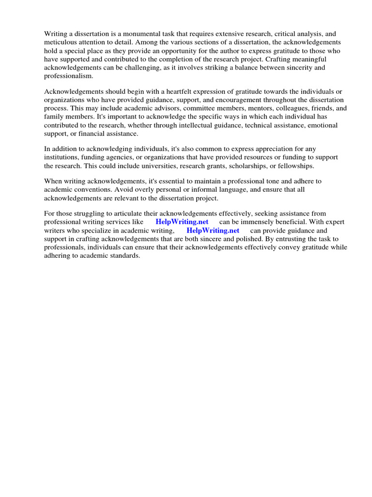 How To Write Acknowledgements For Your Dissertation | PDF | Thesis ...