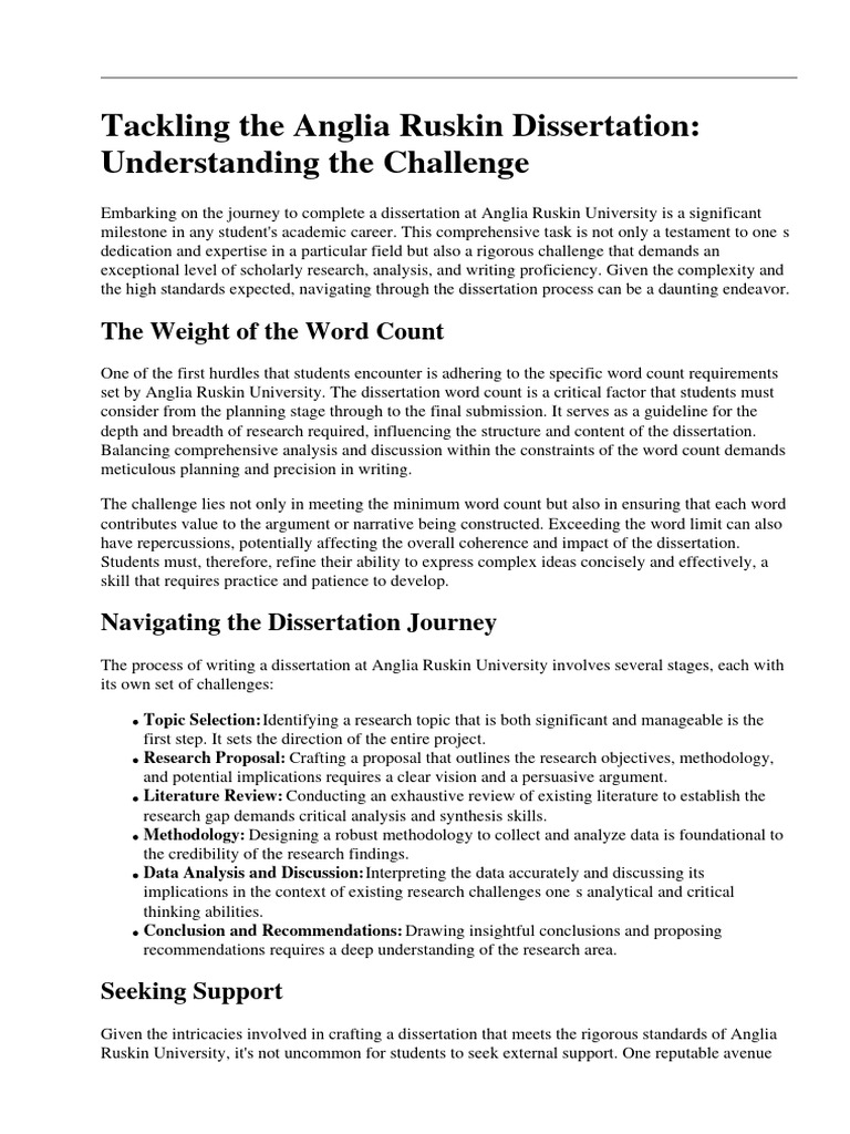 Anglia Ruskin Dissertation Word Count | PDF | Thesis | Methodology