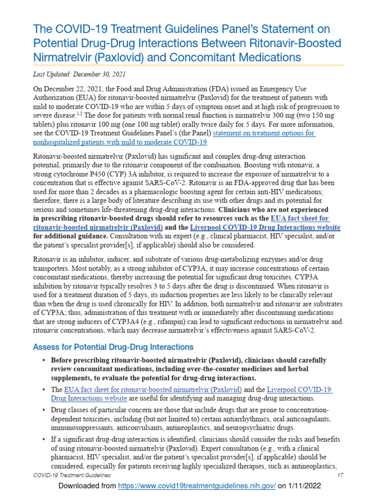 Paxlovid Drug Interaction Guidelines | PDF | Medical Treatments ...