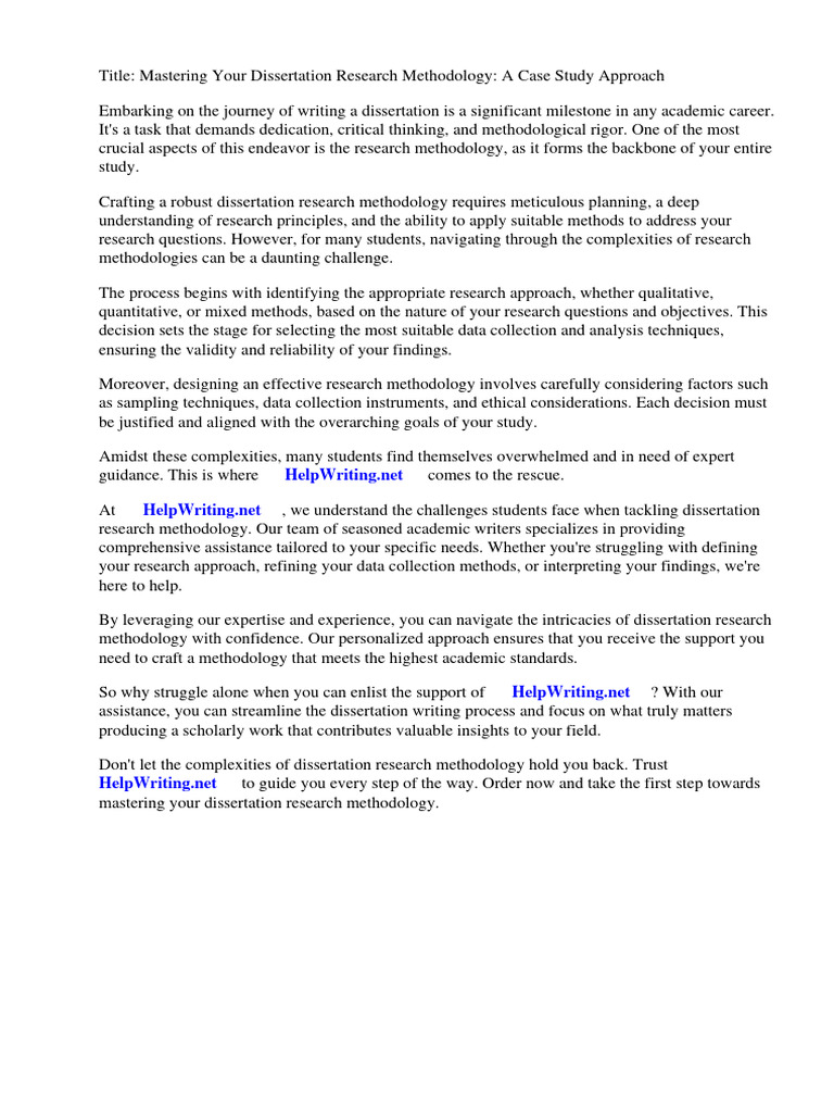 Dissertation Research Methodology Case Study | Download Free PDF ...