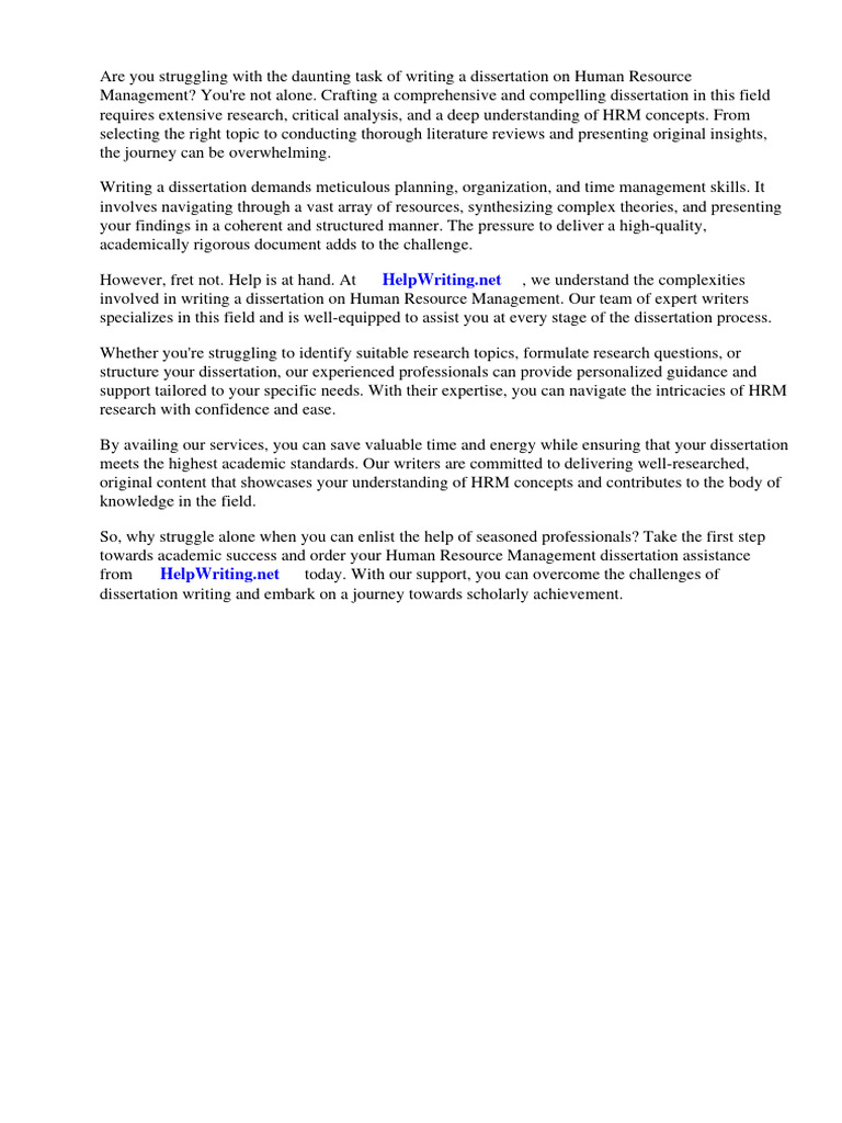 HRM Dissertation Writing Assistance | PDF | Human Resource Management ...