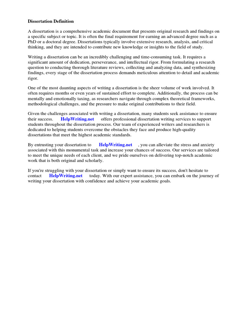 Dissertation Definition | PDF | Thesis | Doctor Of Philosophy
