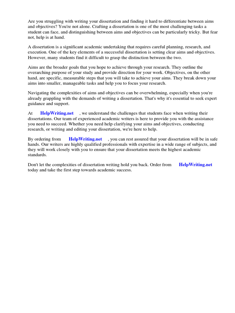 Dissertation Difference Between Aims and Objectives | PDF | Thesis ...