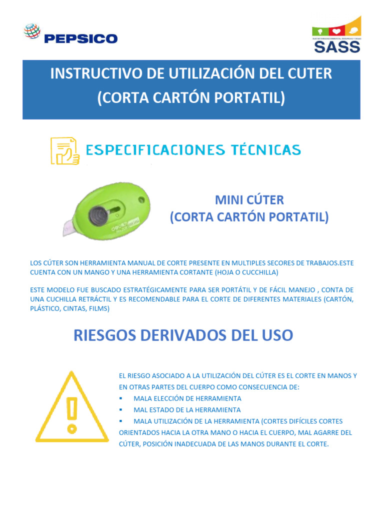 Uso seguro del cúter y riesgos asociados | PDF