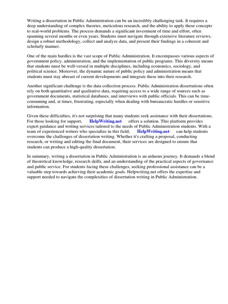 Public Administration Dissertation | PDF | Public Administration | Thesis