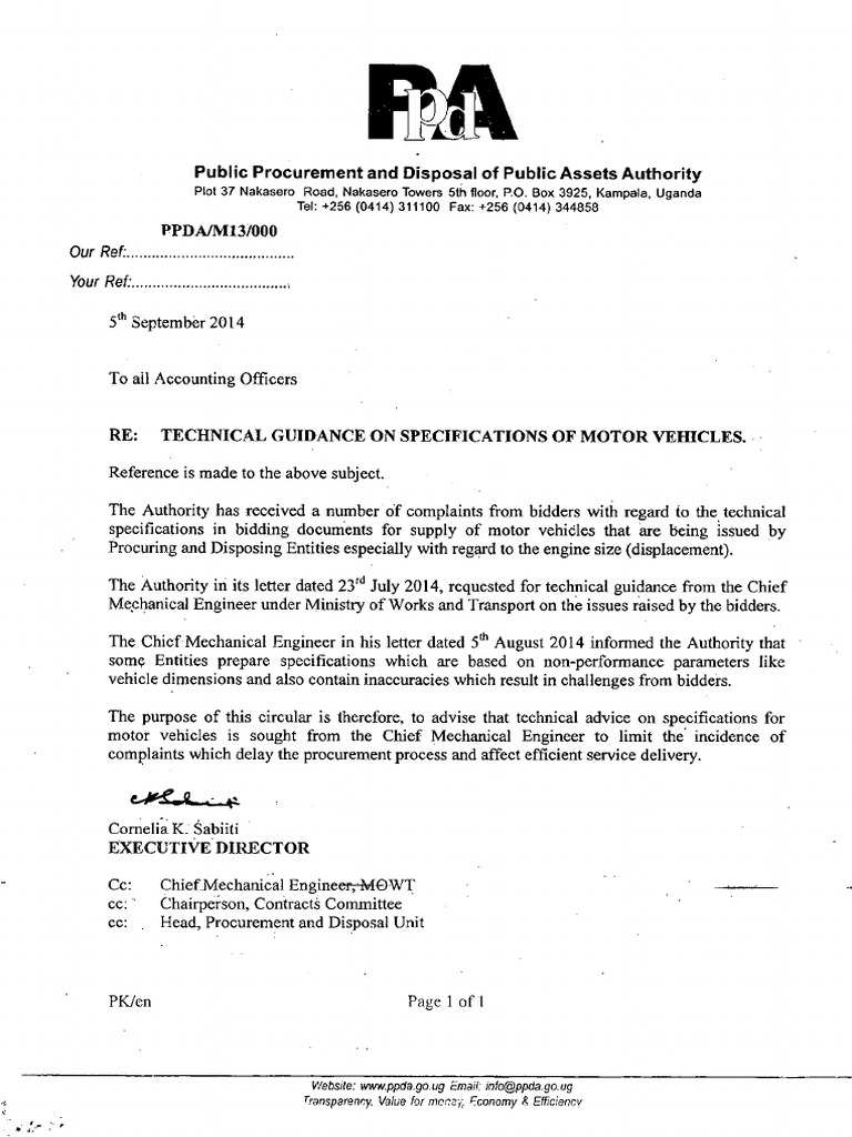 Technical Guidance on Vehicle Specs | PDF | Procurement | Economies