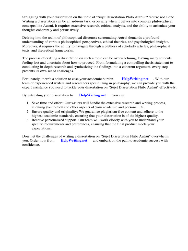 Sujet Dissertation Philo Autrui | PDF | Thesis | Theory