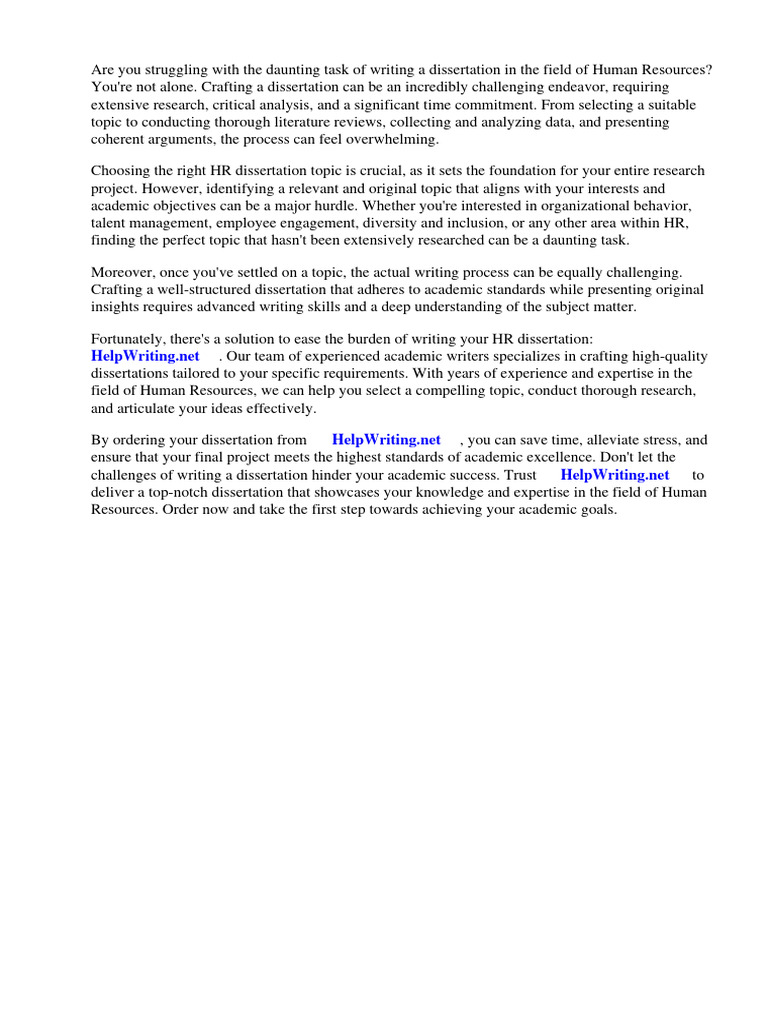HR Dissertation Topic Examples | Download Free PDF | Human Resource ...