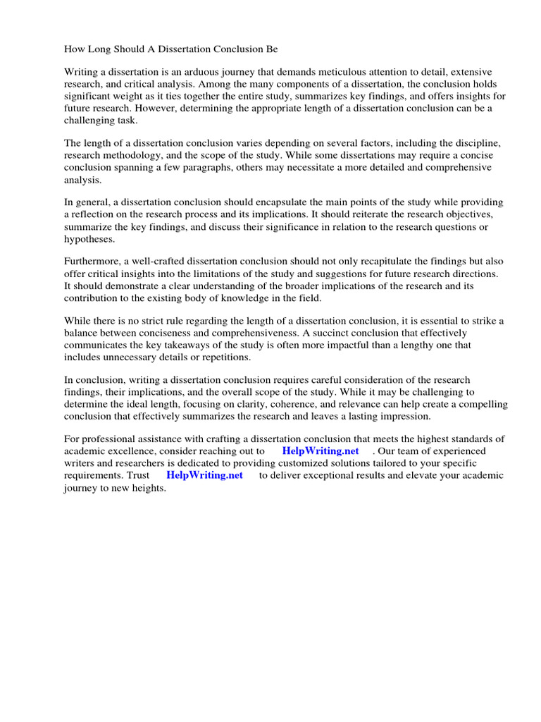 Dissertation Conclusion Length Guide | PDF | Thesis | Essays