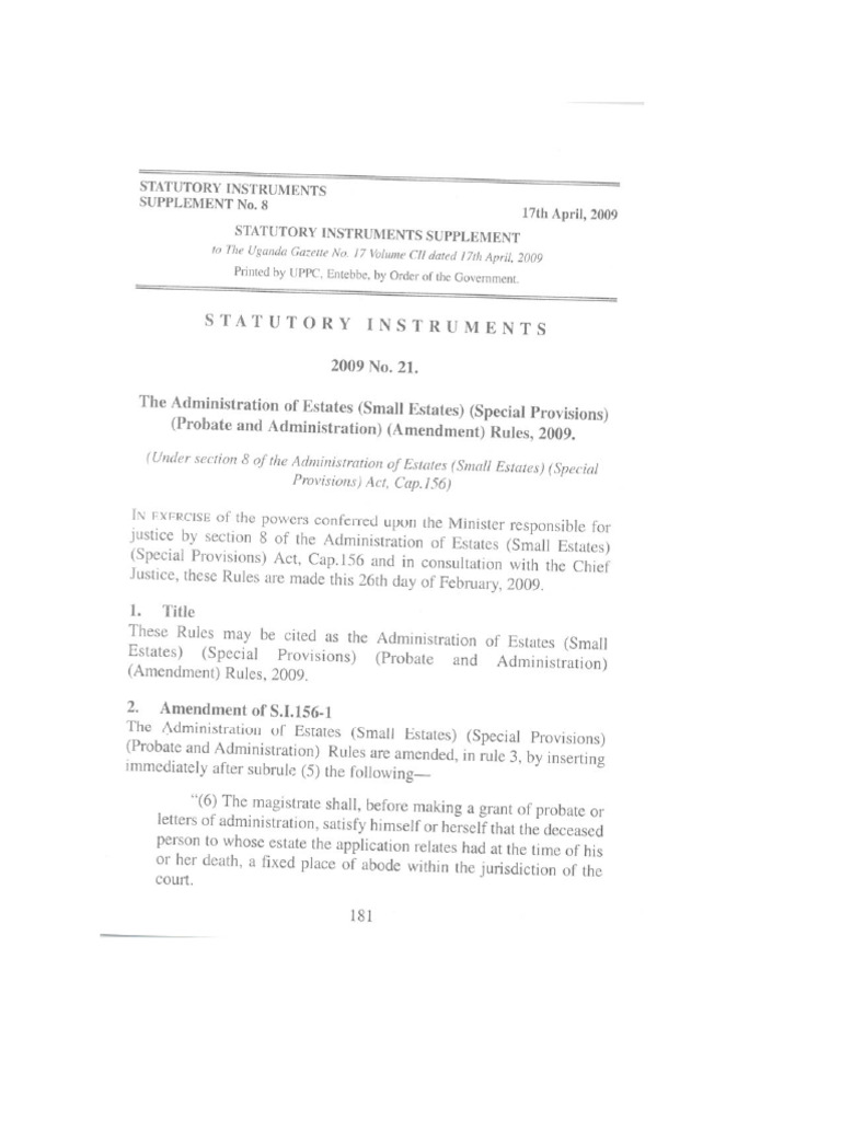 Administration of Estates 20&21 of 2009 | PDF