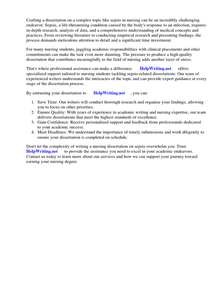 Nursing Dissertation Sepsis | PDF | Sepsis | Nursing
