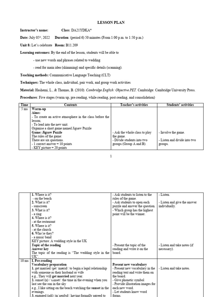 01 Lesson Plan - CLT | Download Free PDF | Lesson Plan | Human Communication