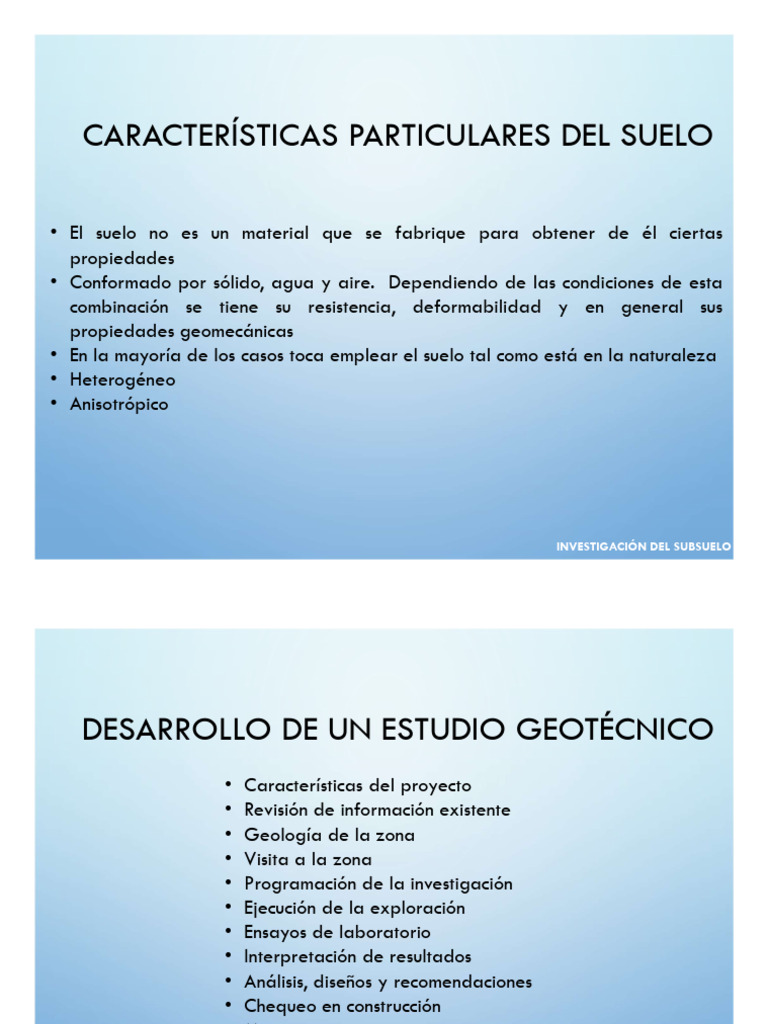 02-INVESTIGACIÓN DEL SUBSUELO | PDF | Agua subterránea | Ciencias de la ...