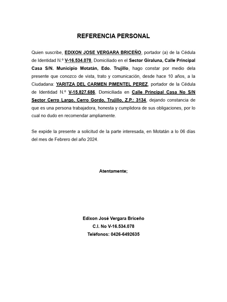 Referencia Personal | PDF