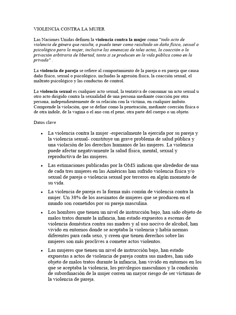 Violencia Contra La Mujer Pdf La Violencia Contra Las Mujeres