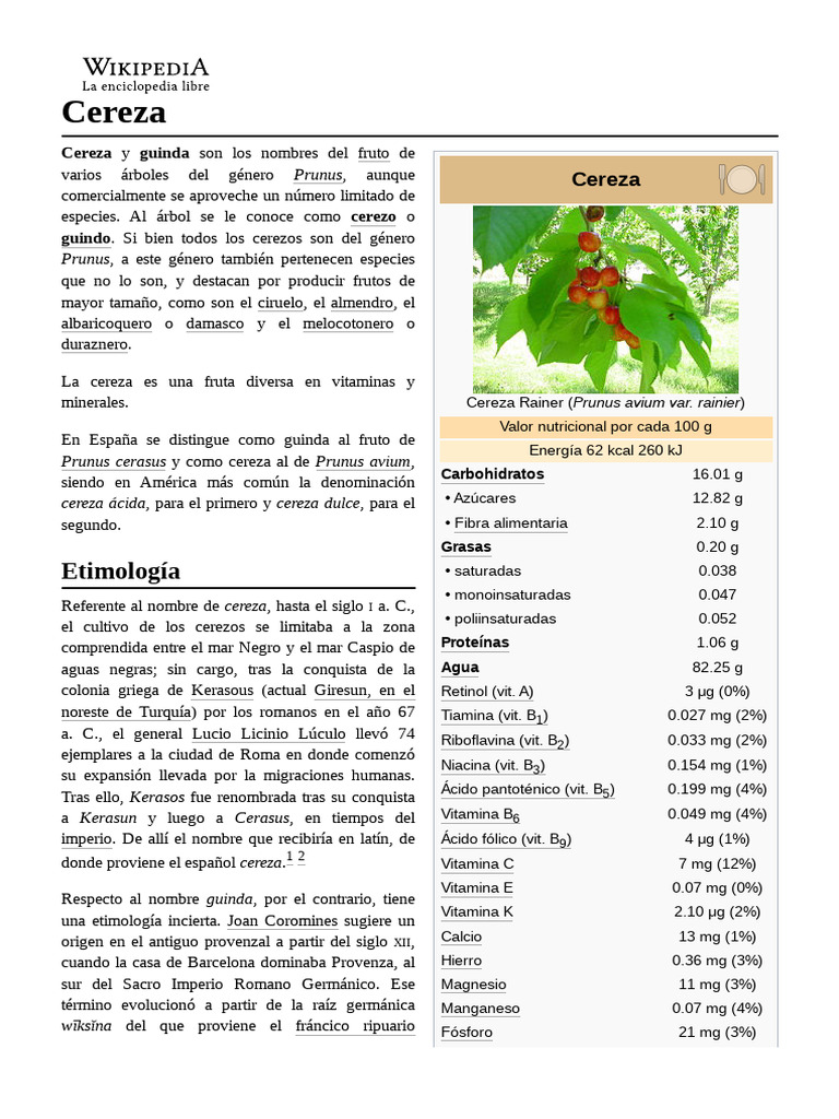 Cereza | PDF | Cereza | Frutas comestibles