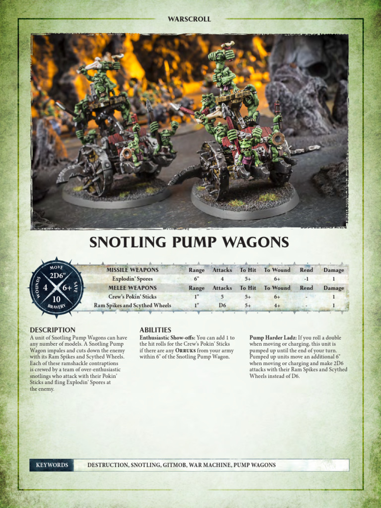 Aos Warscroll Snotling Pump Wagons en | PDF