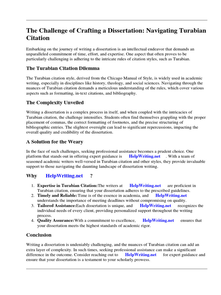 Dissertation Citation Turabian | PDF | Citation | A Manual For Writers ...
