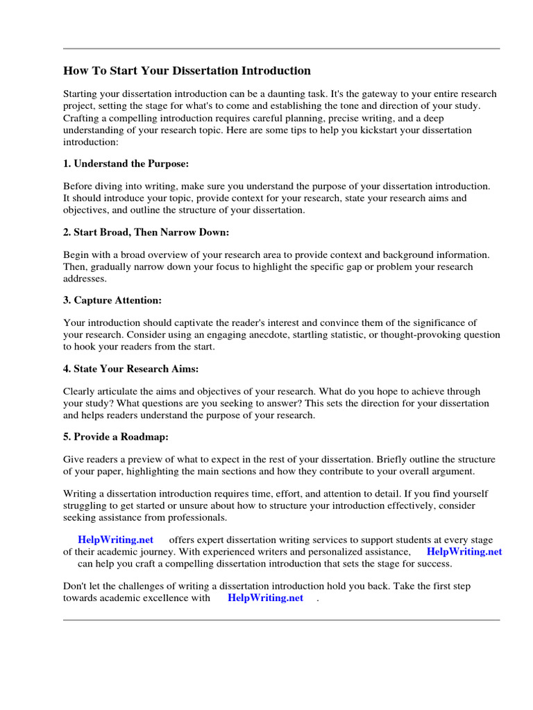 How To Start Your Dissertation Introduction Pdf