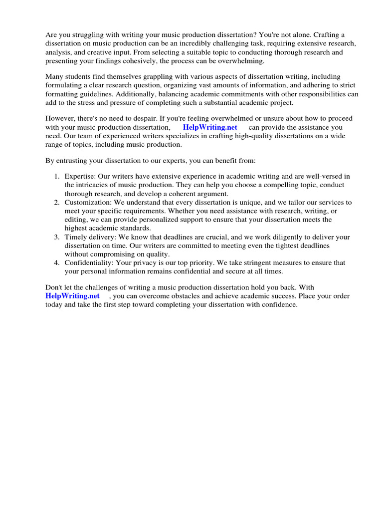 Music Production Dissertation Examples | PDF | Thesis | Sound Recording ...