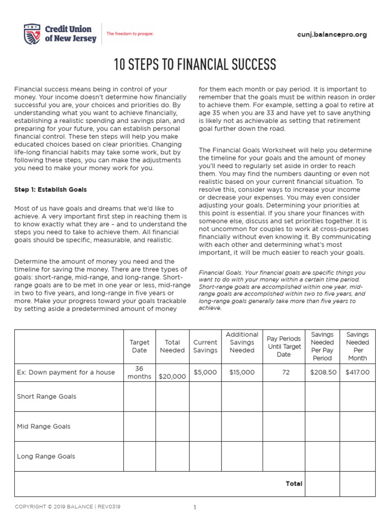 10 Steps To Financial Success Handout | Download Free PDF | Stocks | Bonds (Finance)