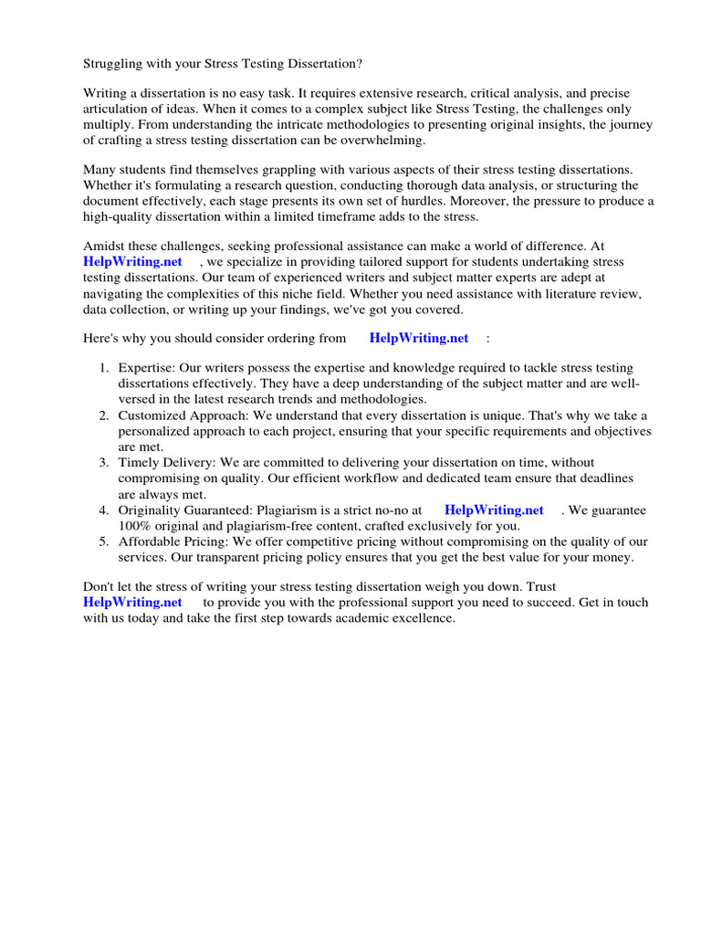 Stress Testing Dissertation Help Services | PDF | Risk | Expert