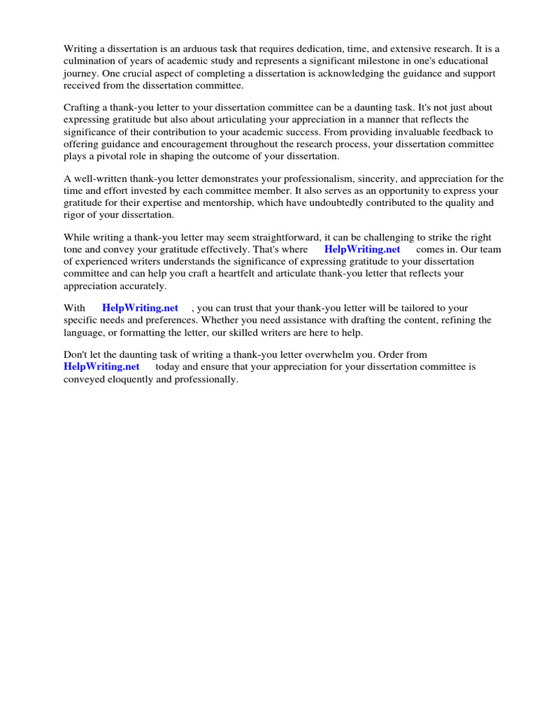 Thank You Letter To Dissertation Committee | PDF | Thesis | Gratitude