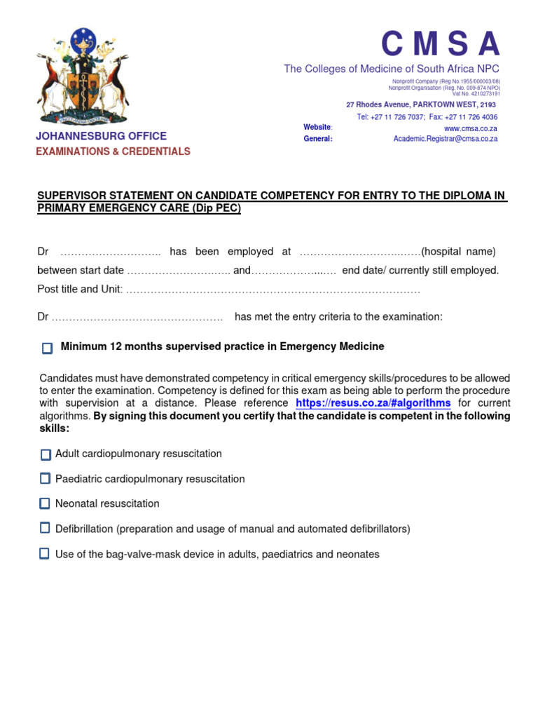Dip PEC Supervisor Statement 13 1 2024 | PDF | Medicine | Health Care