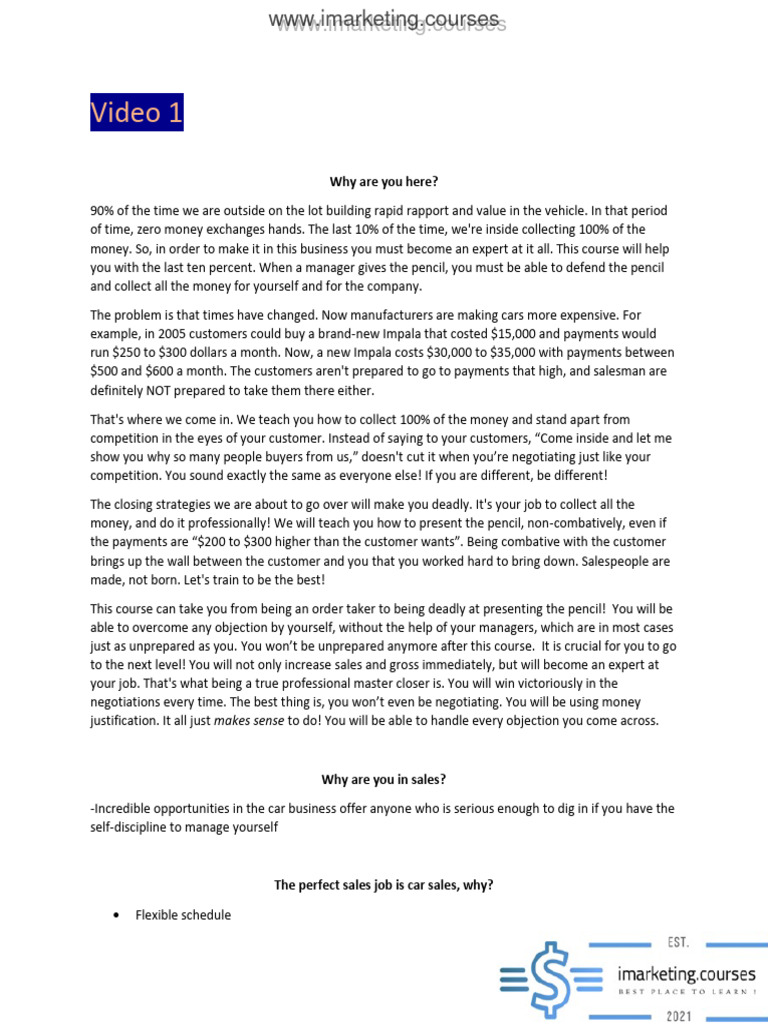 01-Elite Closing and Negotiation Handout The Elliott Group | PDF | Persuasion | Nonverbal ...