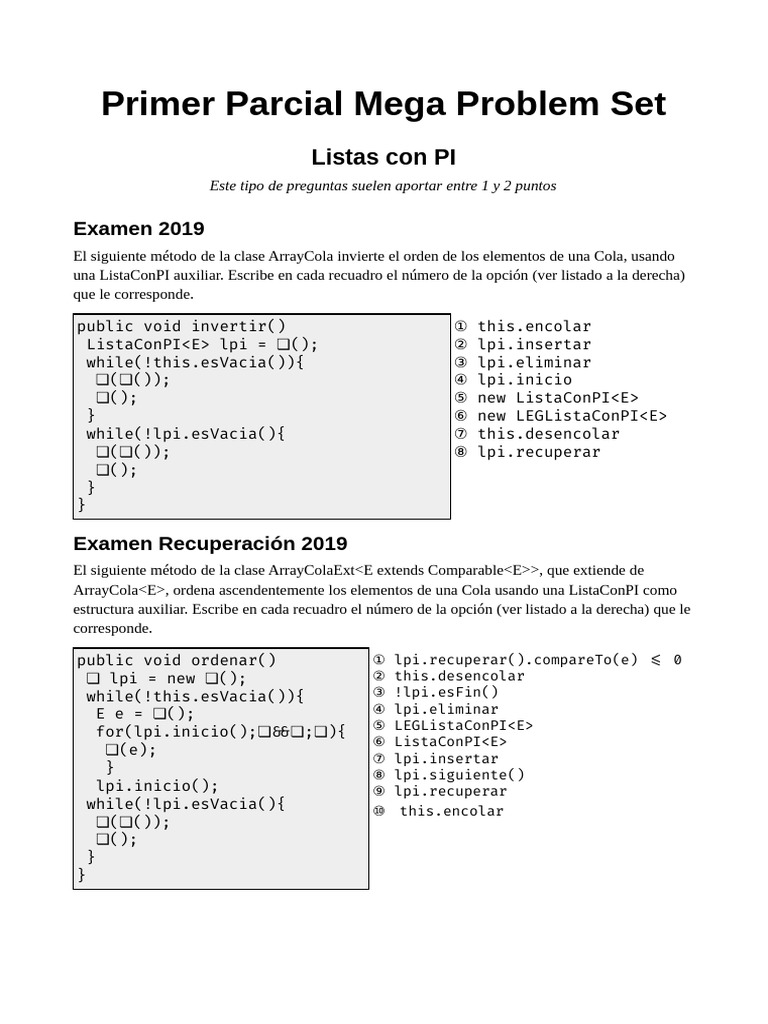 Mega Problem Set EDA Primer Parcial | PDF | Ingeniería de software | Informática