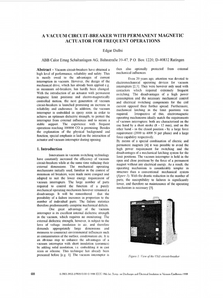 A Vacuum Circuitbreaker With Permanent Magnetic Actuator For Fre | PDF ...