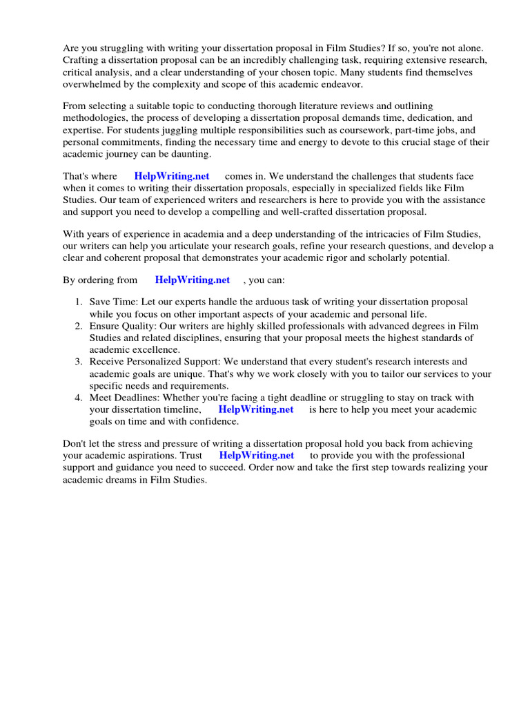Dissertation Proposal Example Film Studies | PDF | Thesis | Expert