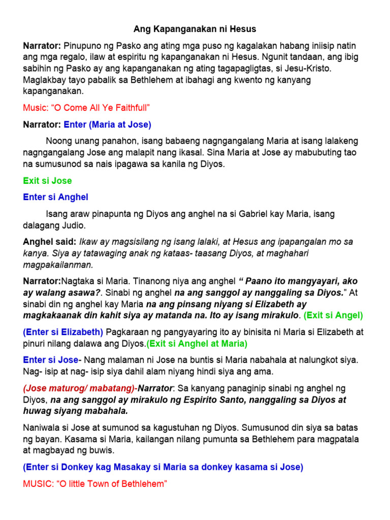 Ang Kapanganakan Ni Hesus Scirpt | PDF