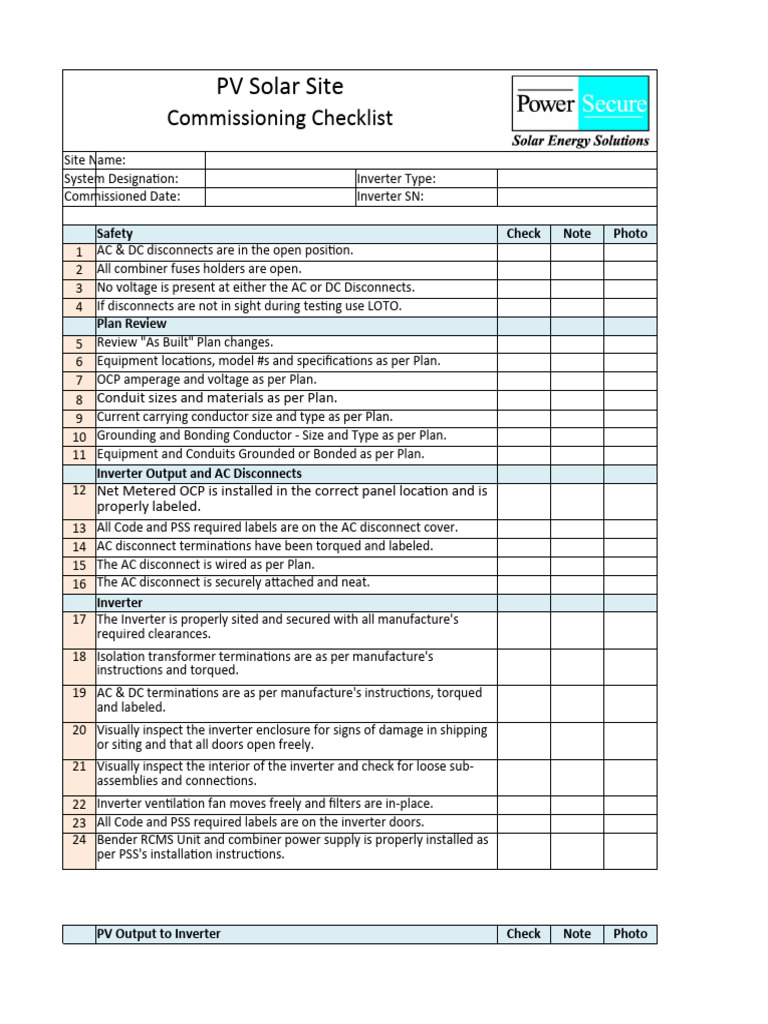 Attachment A PV Site Commissioning Checklist | PDF | Power Inverter ... Attachment A PV Site Commissioning Checklist | PDF | Power Inverter ...