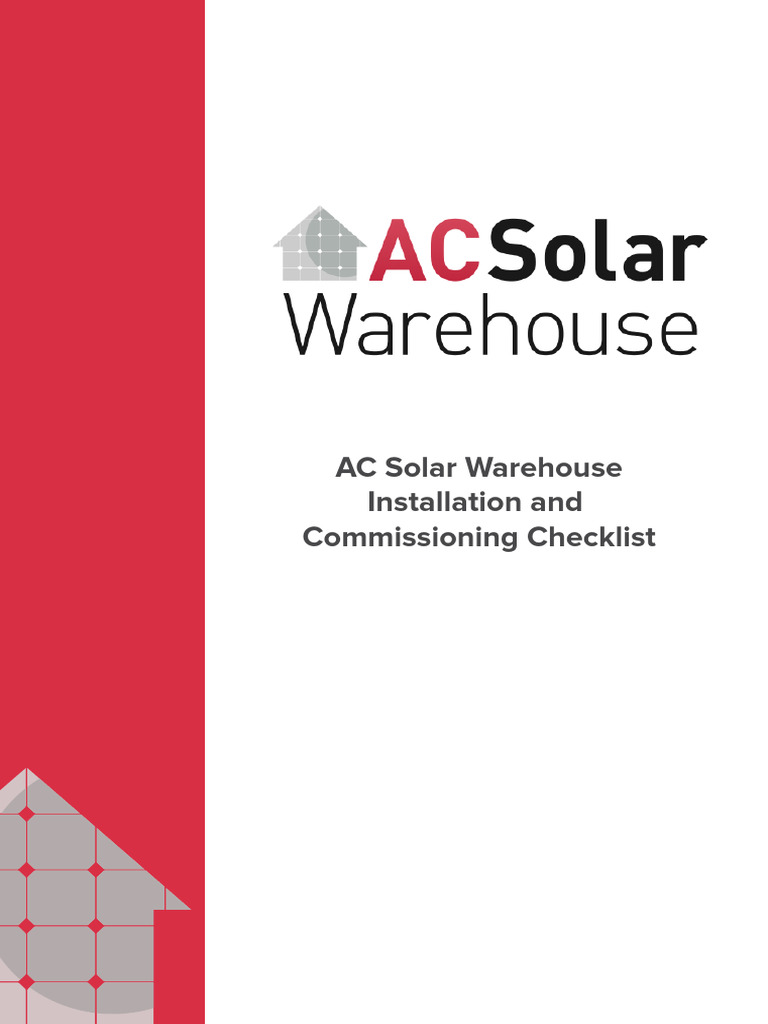 AC Solar Installation and Commissioning Checklist Checklist | PDF ...