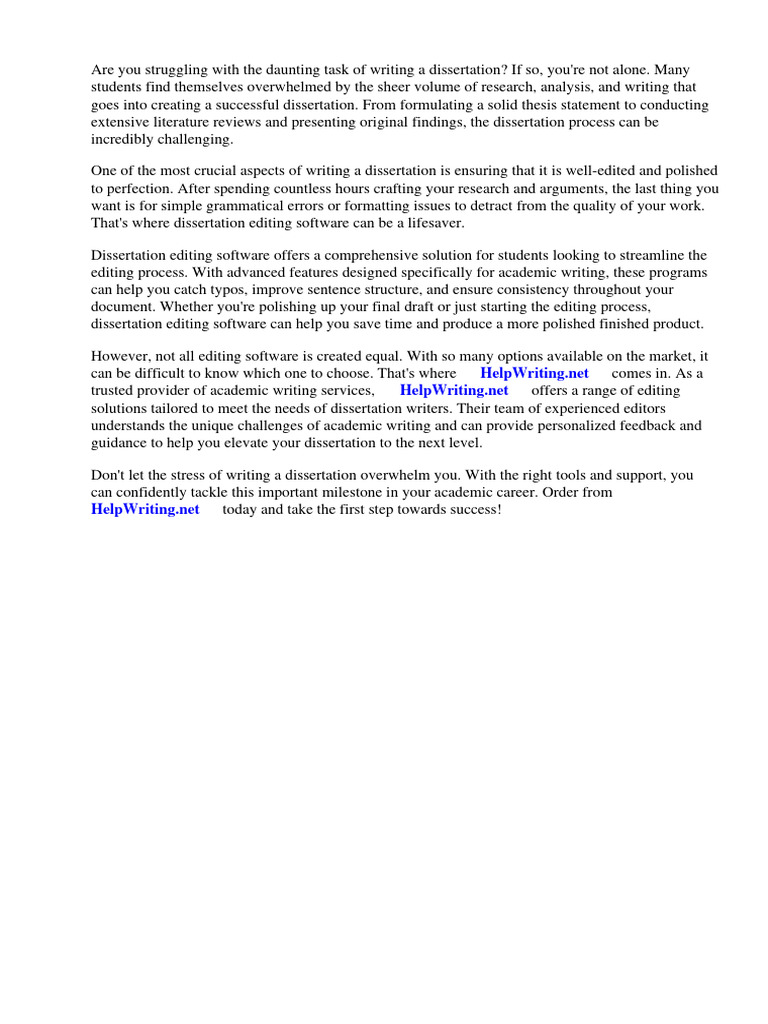 Dissertation Editing Software | PDF | Thesis | Editing