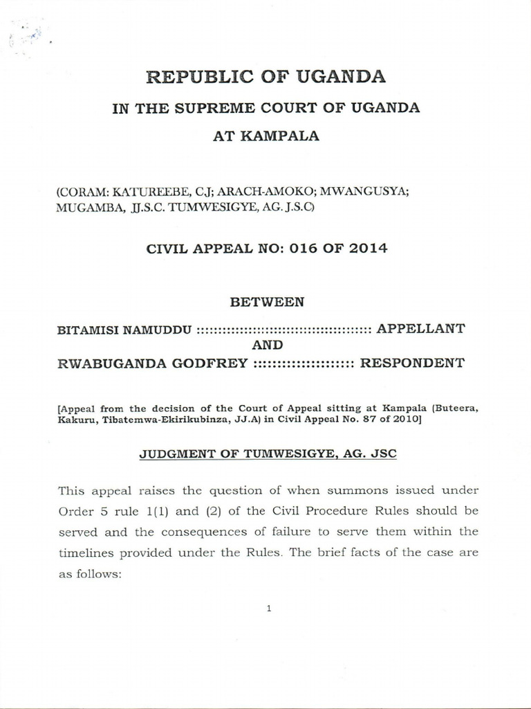 Civil Appeal No. 016 of 2014 | PDF