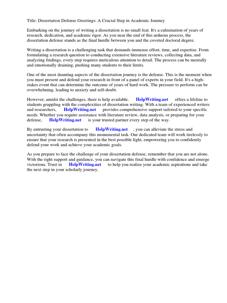 Dissertation Defense Greetings | PDF | Thesis | Doctor Of Philosophy