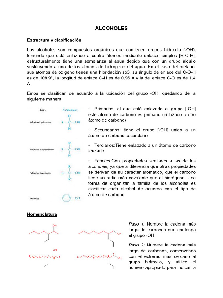 Resumen de Alcoholes | PDF | Glicerol | Enlace químico