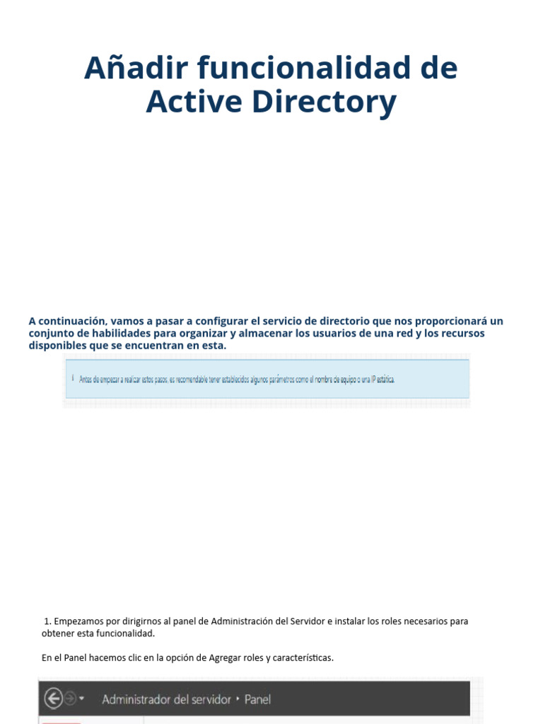 Añadir Funcionalidad de Active Directory | PDF | Directorio Activo | Servidor (Computación)