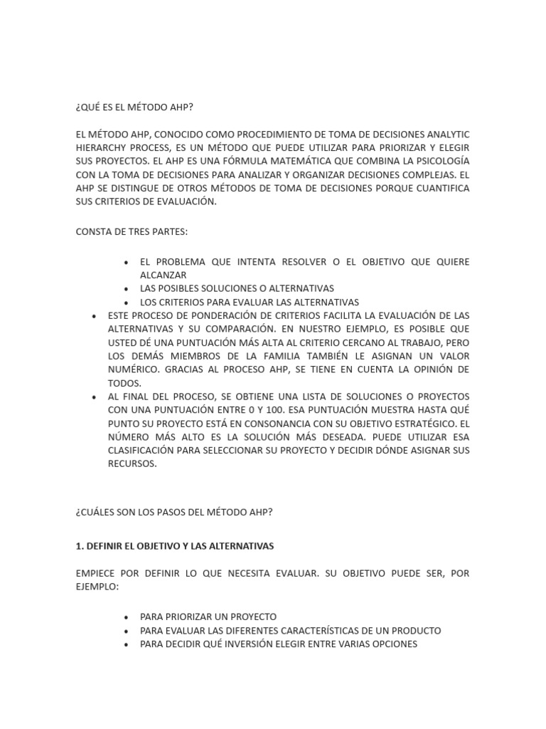 Metodo Ahp | PDF | Toma de decisiones