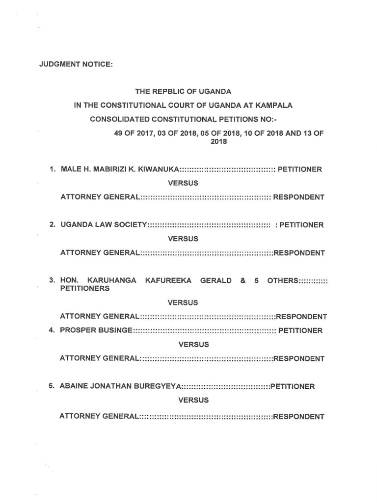 Judgement Notice - Consolidated Constitutional Petition | PDF