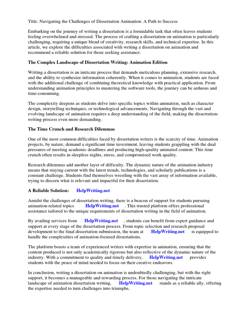 Dissertation Animation | PDF