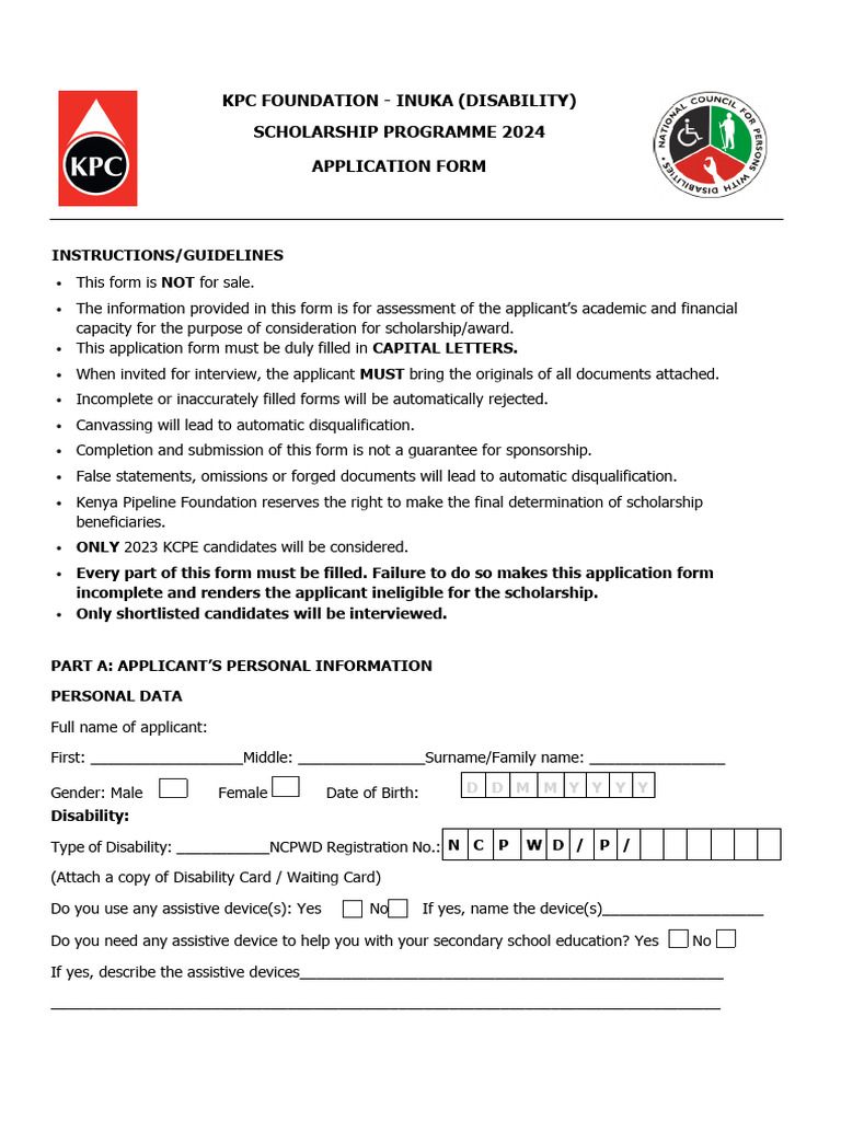 KPC Inuka Scholarship Application Form 2024 | Download Free PDF | Knowledge