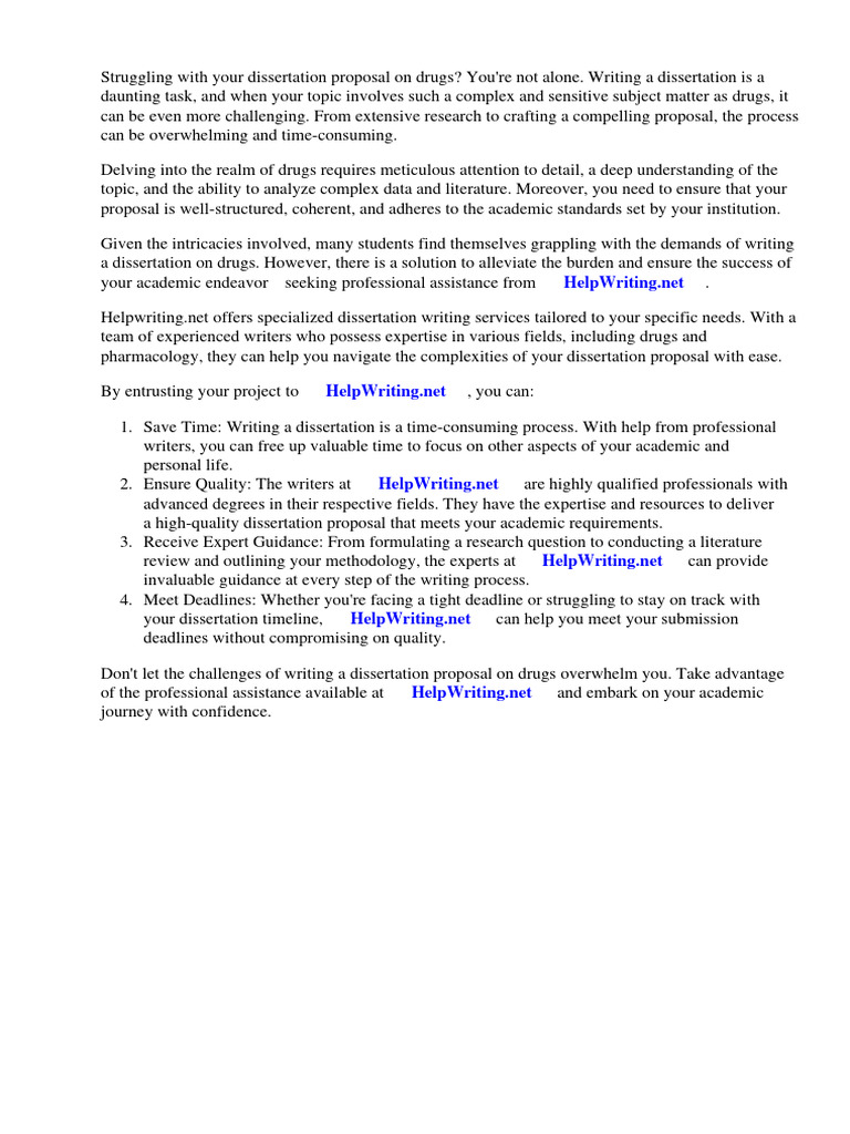 Dissertation Proposal On Drugs | Download Free PDF | Substance Abuse ...