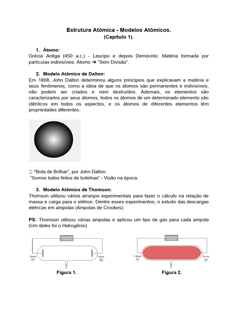 Estrutura Atômica - Modelos Atômicos. | PDF | Átomos | Elétron